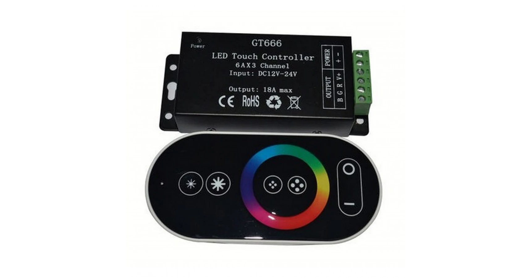 RGB led szalag vezérlő 216W, érintős, rádiós